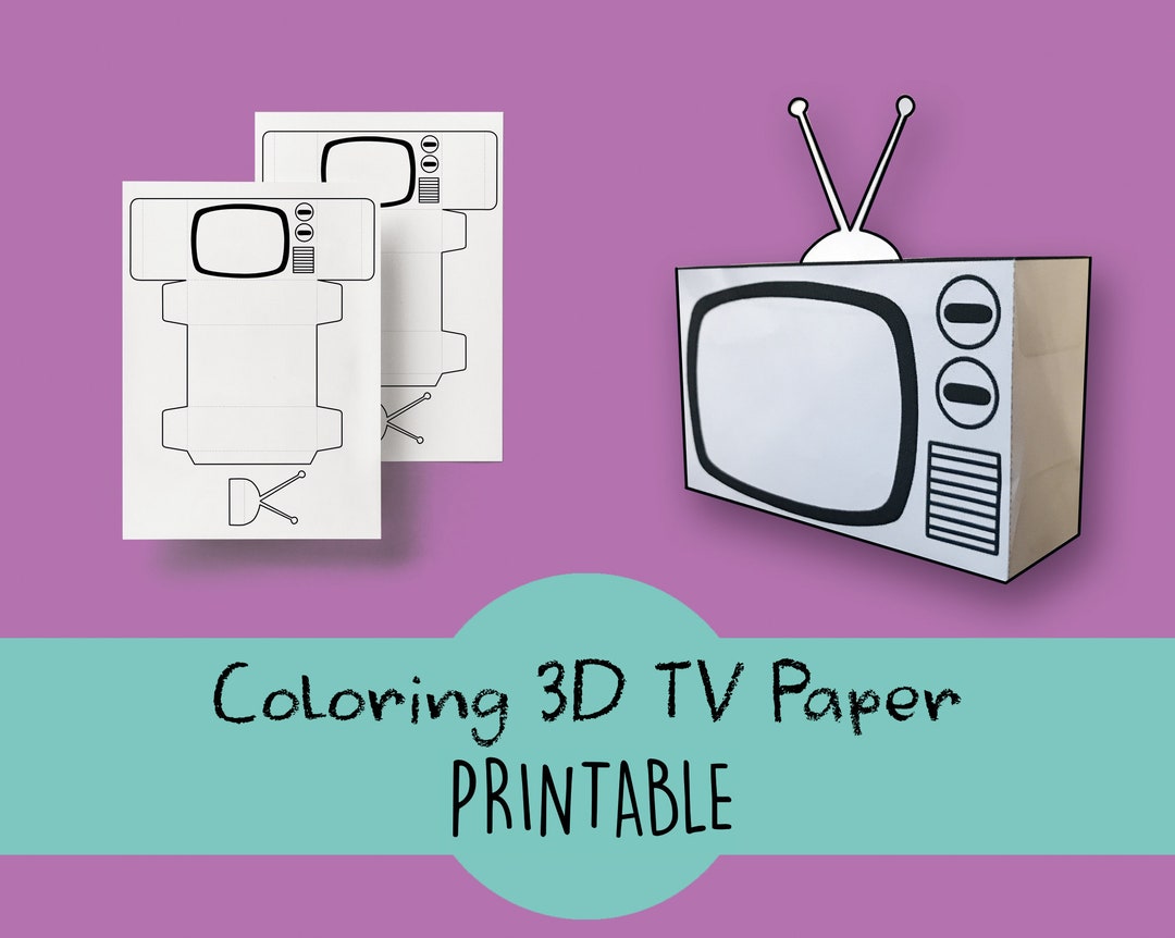Printable TV Instant Download Coloring 3D TV Paper for - Etsy