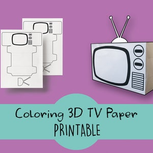 Printable TV Instant Download Coloring 3D TV Paper for - Etsy