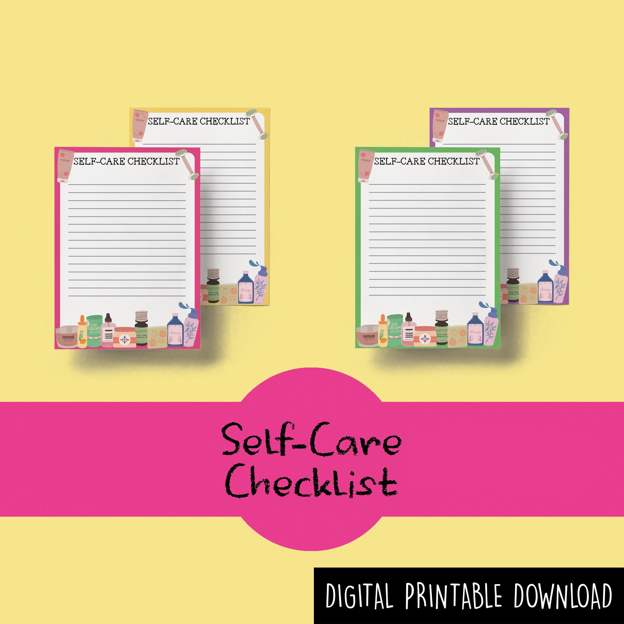 Printable Self Care Checklist, Selfcare Journal Tracker, Self-care ...