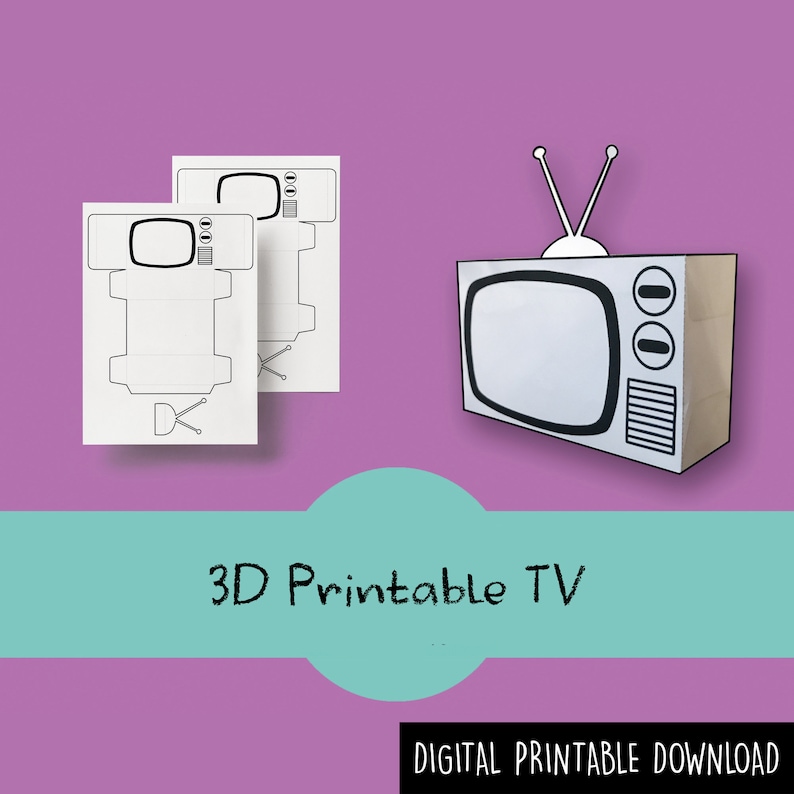 Printable TV, Instant Download, Coloring 3D TV Paper, for Kids ...