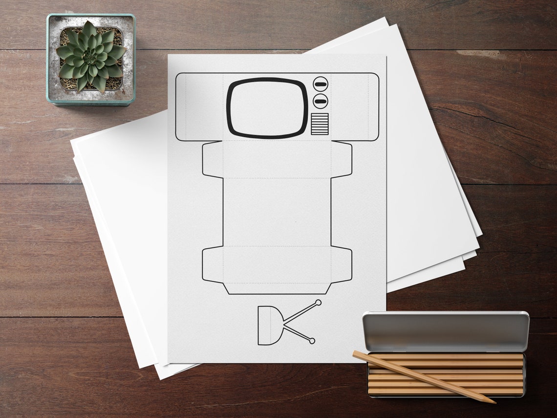 Printable TV, Instant Download, Coloring 3D TV Paper, for Kids ...
