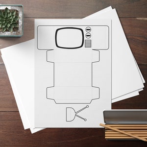 Printable TV, Instant Download, Coloring 3D TV Paper, for Kids ...