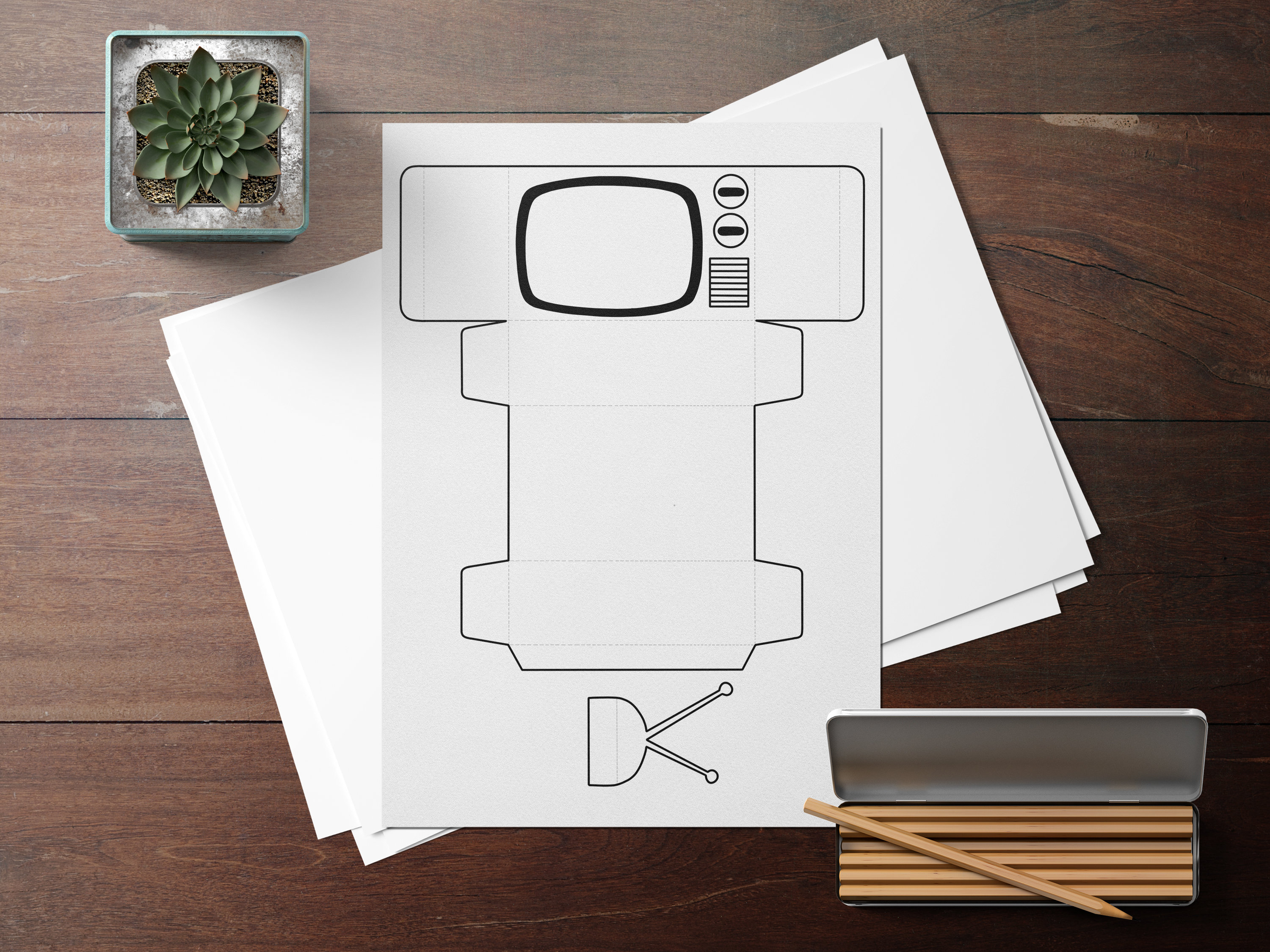 Printable TV, Instant Download, Coloring 3D TV Paper, for Kids ...