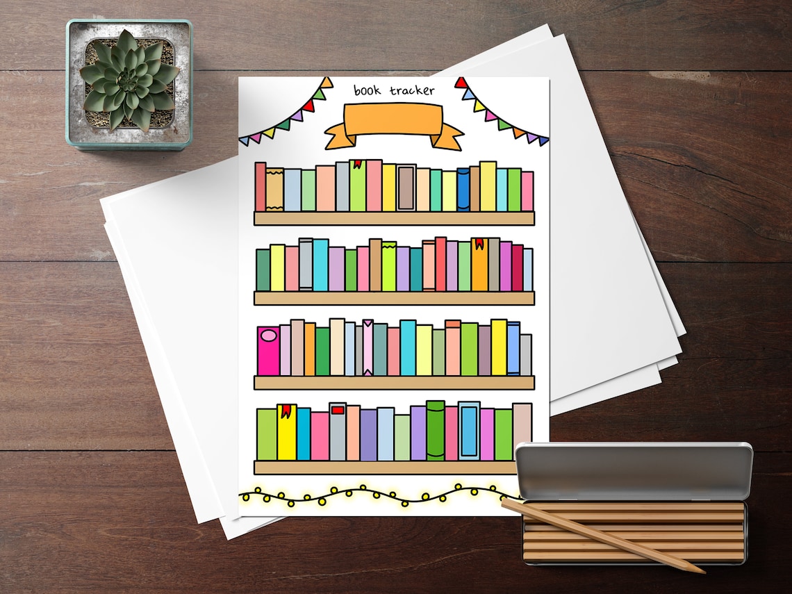 Book Tracker Printable, Reading Tracker Printable, Bookshelf Reading ...