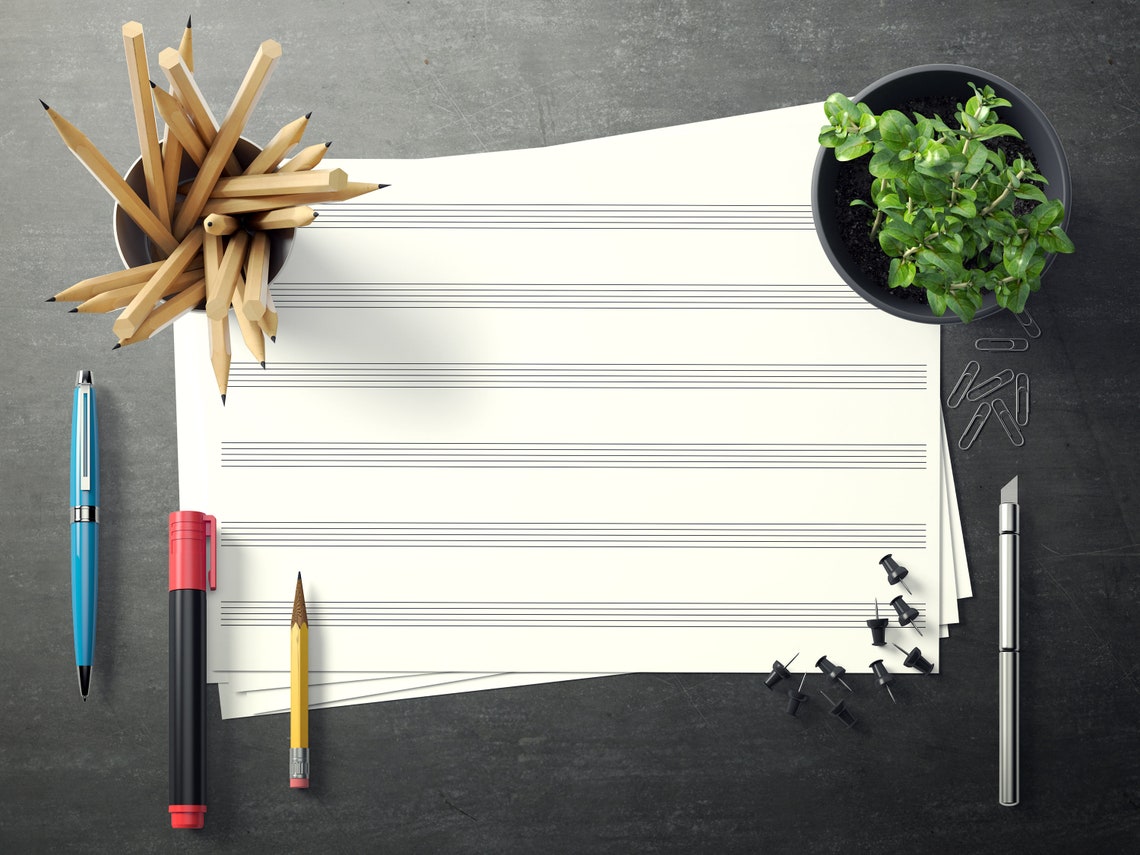 Printable Horizontal Sheet Music for Letter/a4 - Blank Horizontal Sheet ...