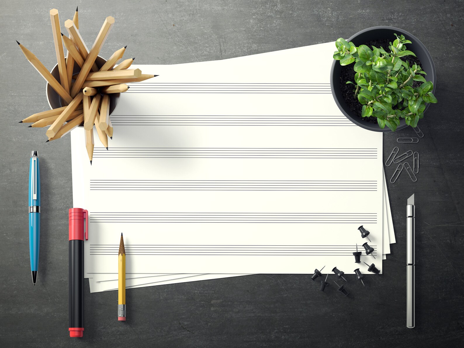 Printable Horizontal Sheet Music for Letter/a4 - Blank Horizontal Sheet ...