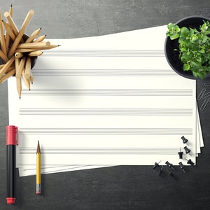 Printable Horizontal Sheet Music for Letter/a4 - Blank Horizontal Sheet ...