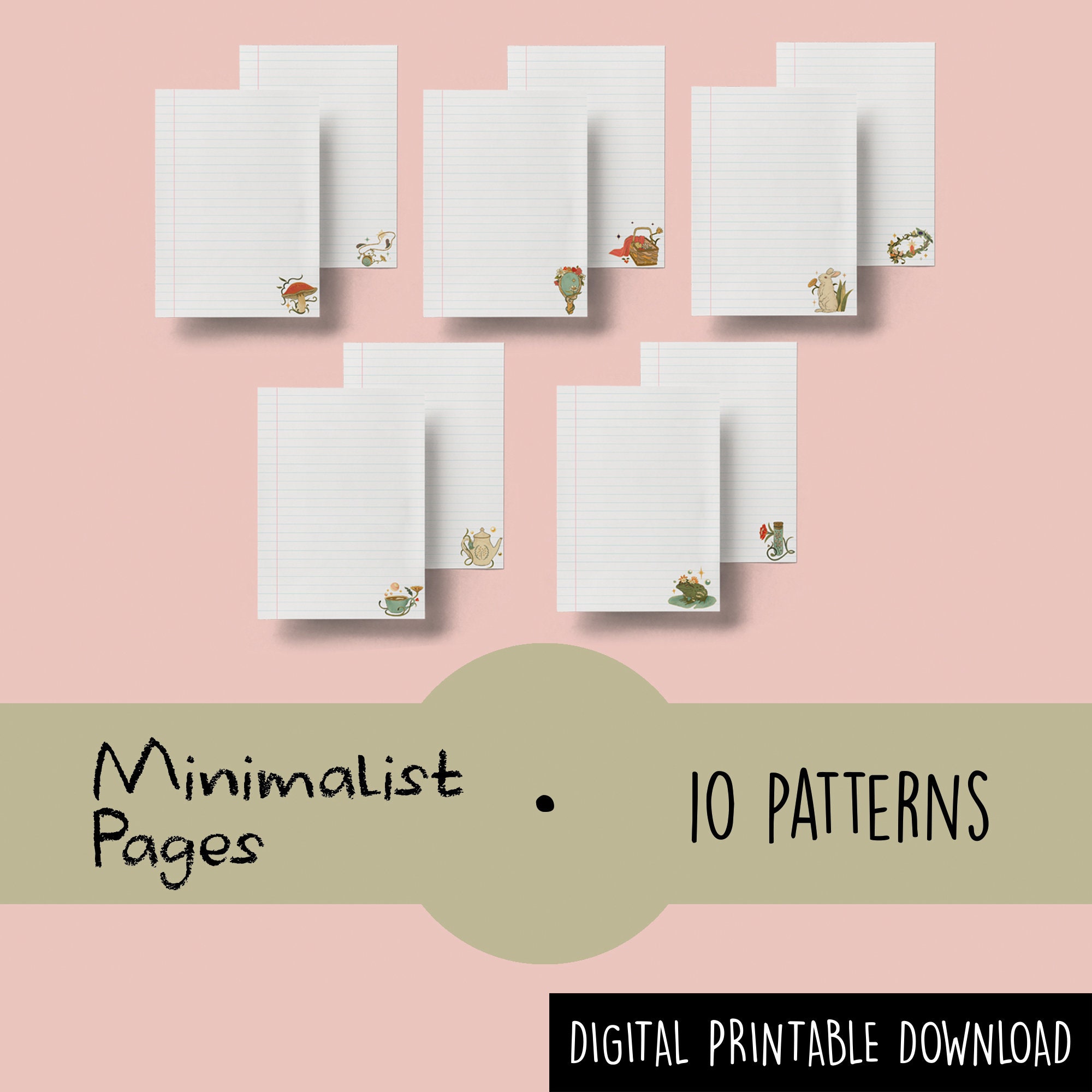 Printable Note Pages | 10 Different Version of Lined Papers | Journal ...