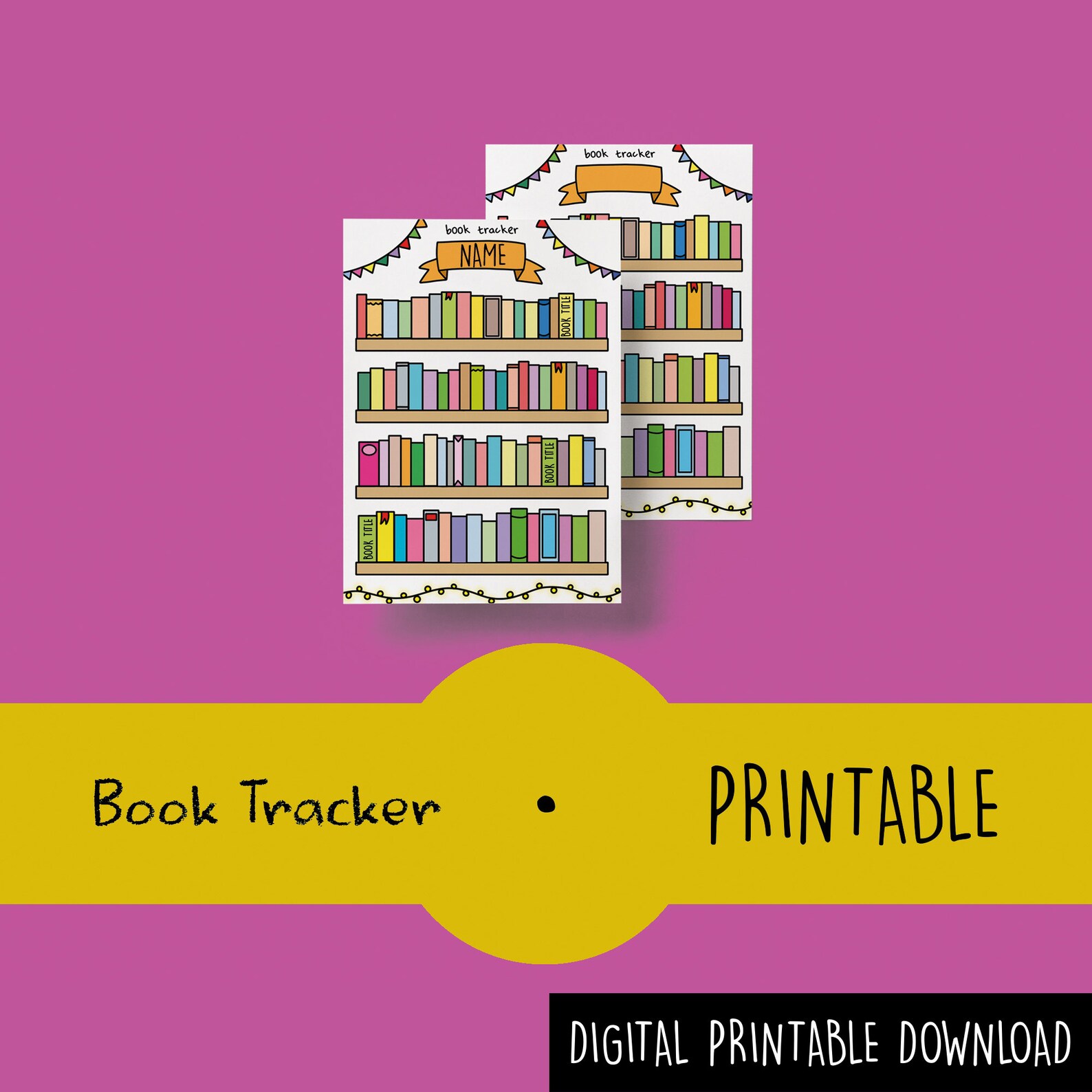 Book Tracker Printable, Reading Tracker Printable, Bookshelf Reading ...