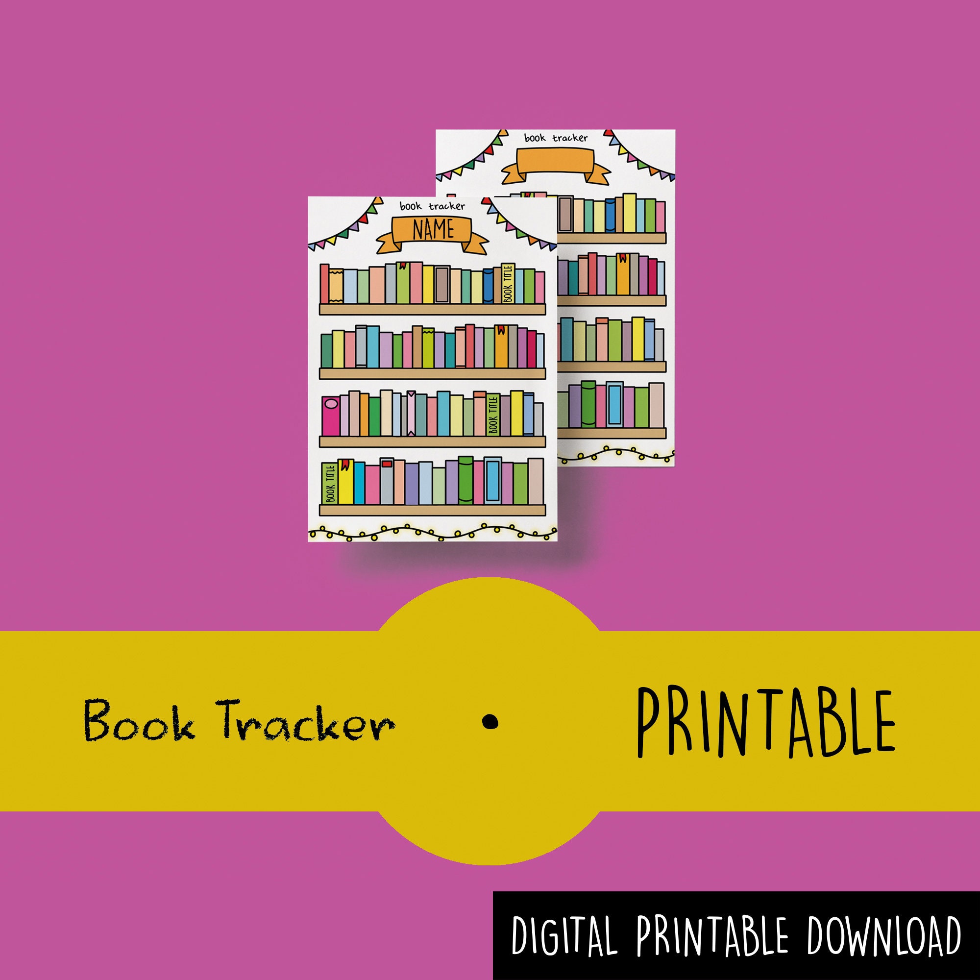 Book Tracker Printable, Reading Tracker Printable, Bookshelf Reading ...