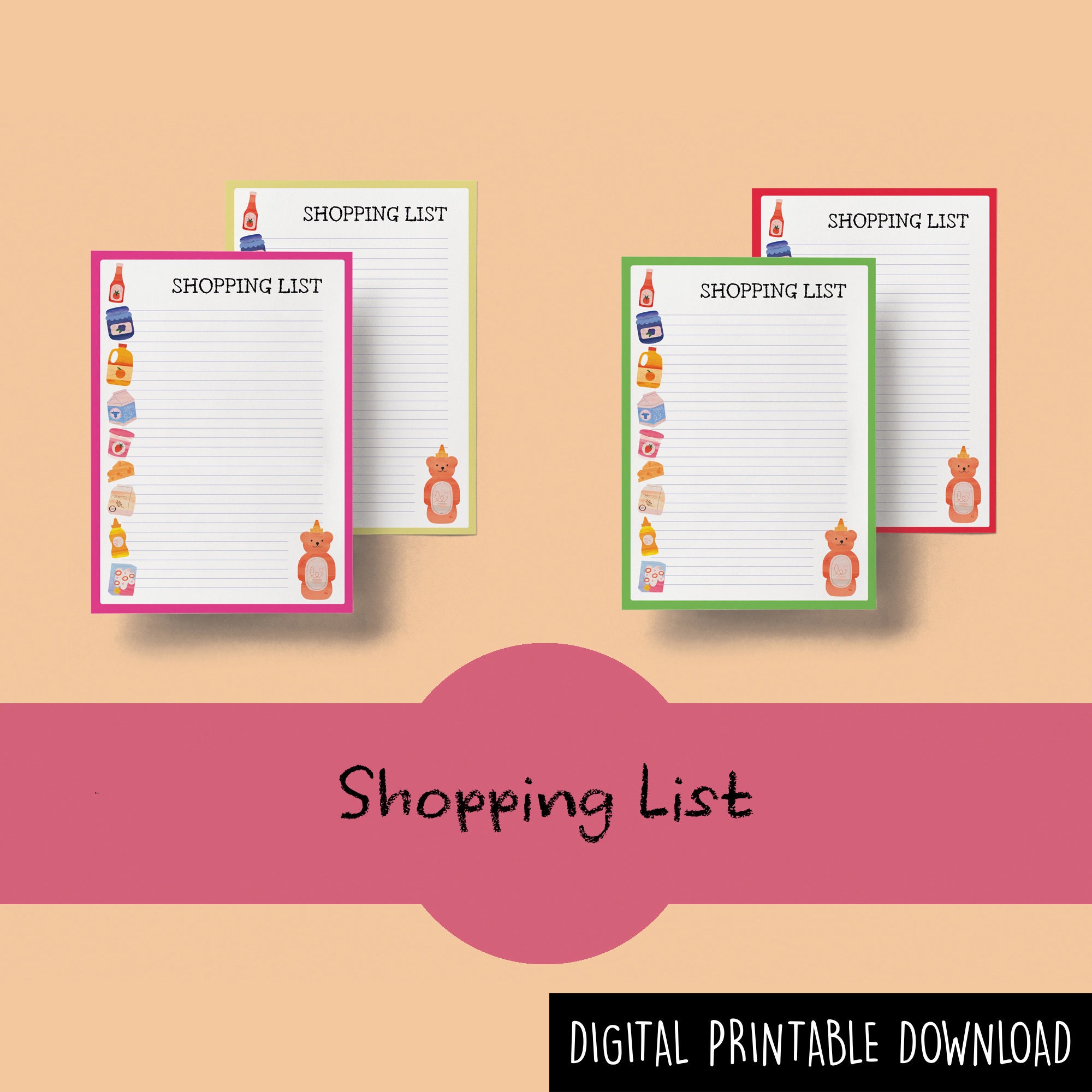 Simple Grocery List Printable, Food List, Shopping List, Grocery ...