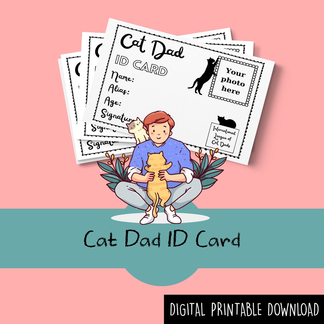Printable Cat Dad ID Card - Etsy