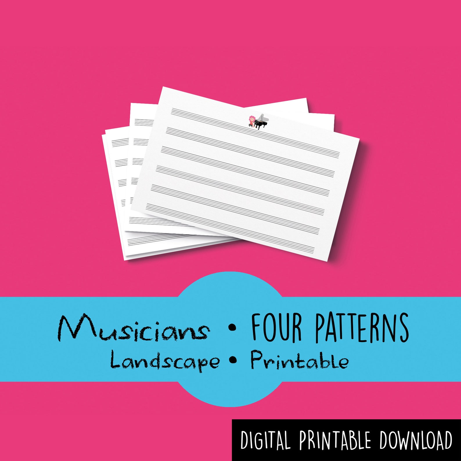 Landscape Printable Sheet Music for Letter/a4. Blank Sheet Music ...