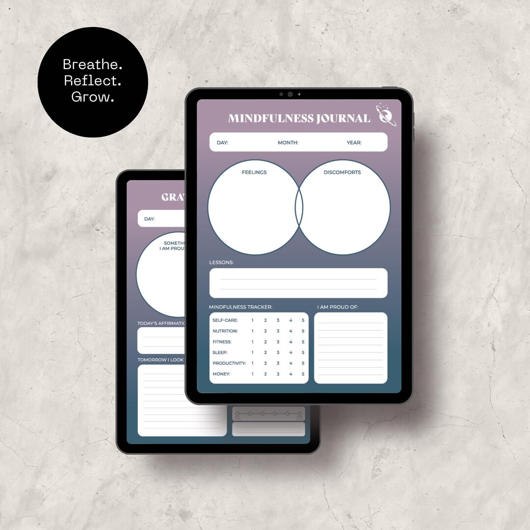 Mindfulness Journal Printable | Digital PDF Worksheet | A4 + US Letter ...