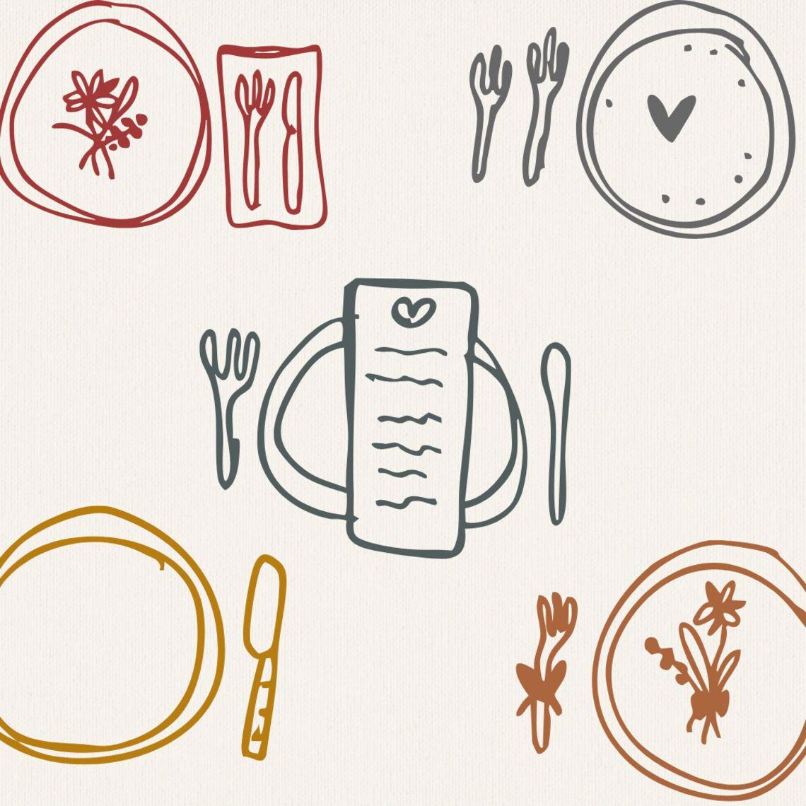 Hand Drawn Dinner Setting Illustration, Table Setting Wedding ...