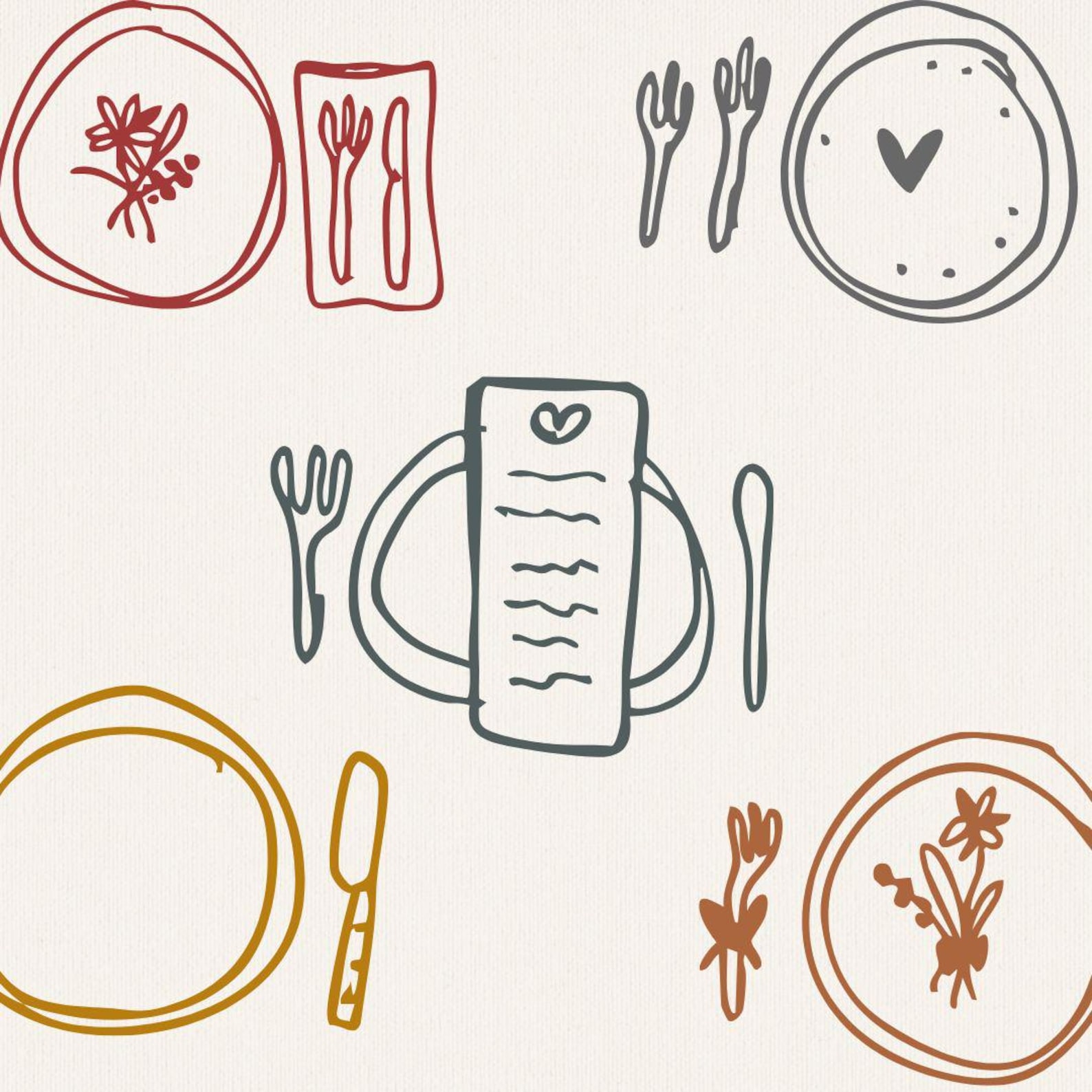 Hand Drawn Dinner Setting Illustration, Table Setting Wedding ...
