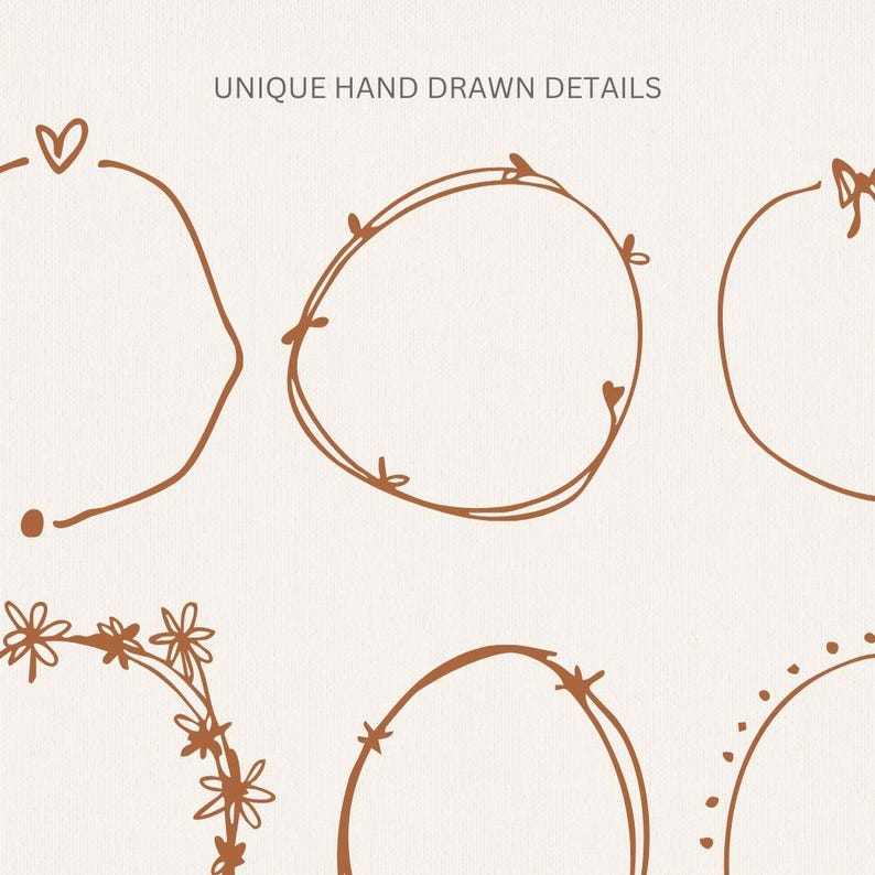 Hand Drawn Circular Frames 12 Boho Frames Wedding Invitations, Logo ...