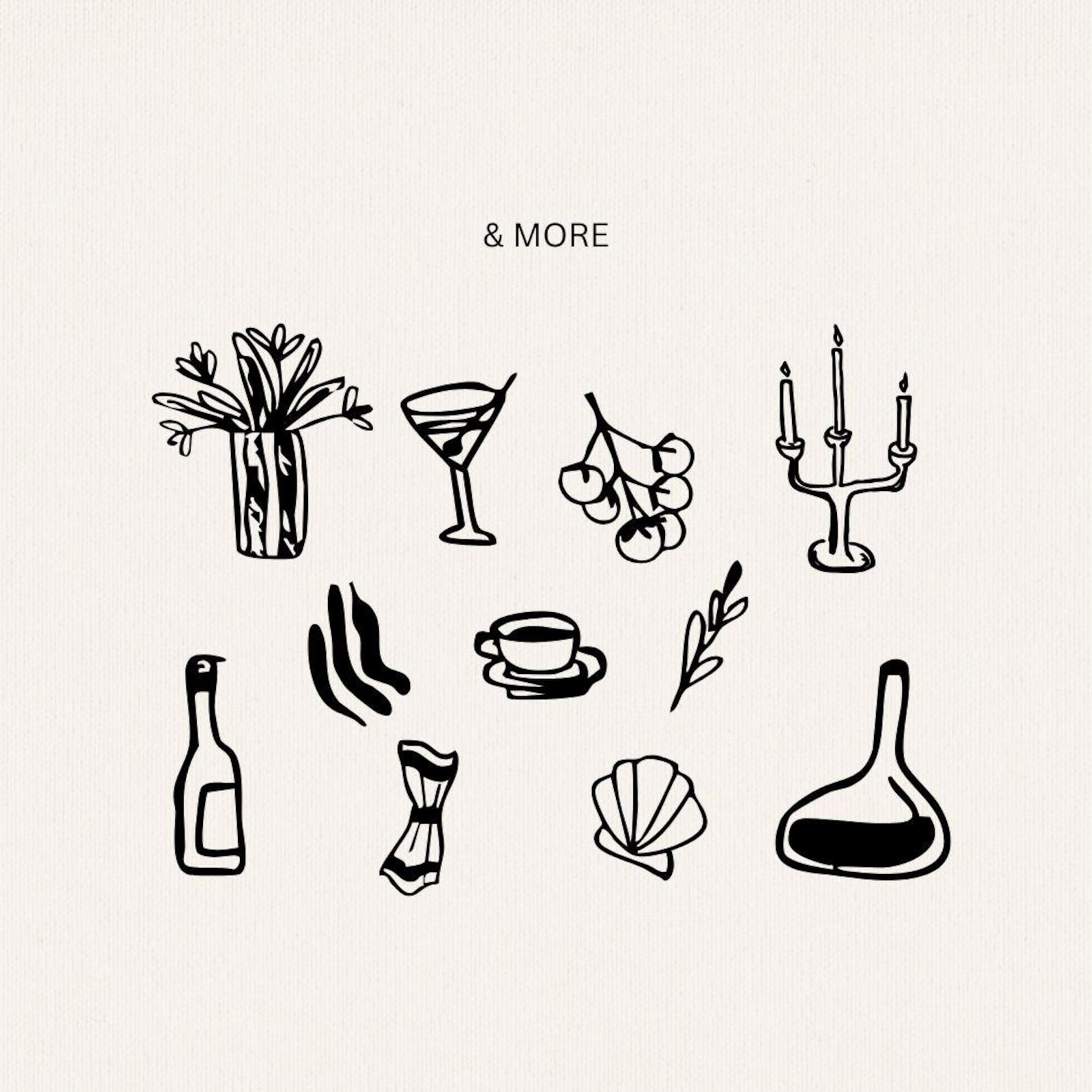 Hand Drawn Seafood Restaurant Icon Bundle, Sketch Style Menu ...