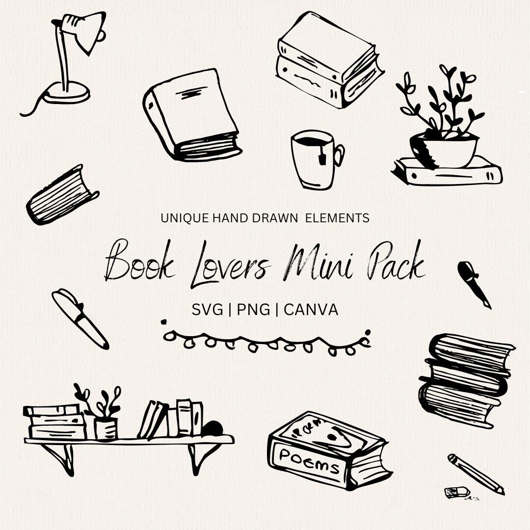Hand Drawn Book Lovers Illustrations - 15 Book Icons, Book Clipart ...