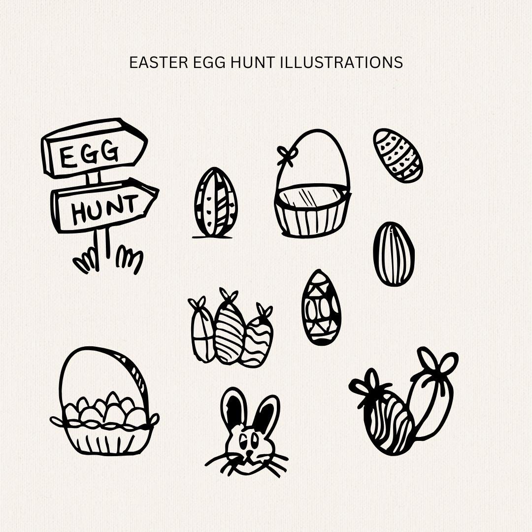 Easter Illustration Bundle – 61 Hand-drawn Spring & Easter Clipart ...