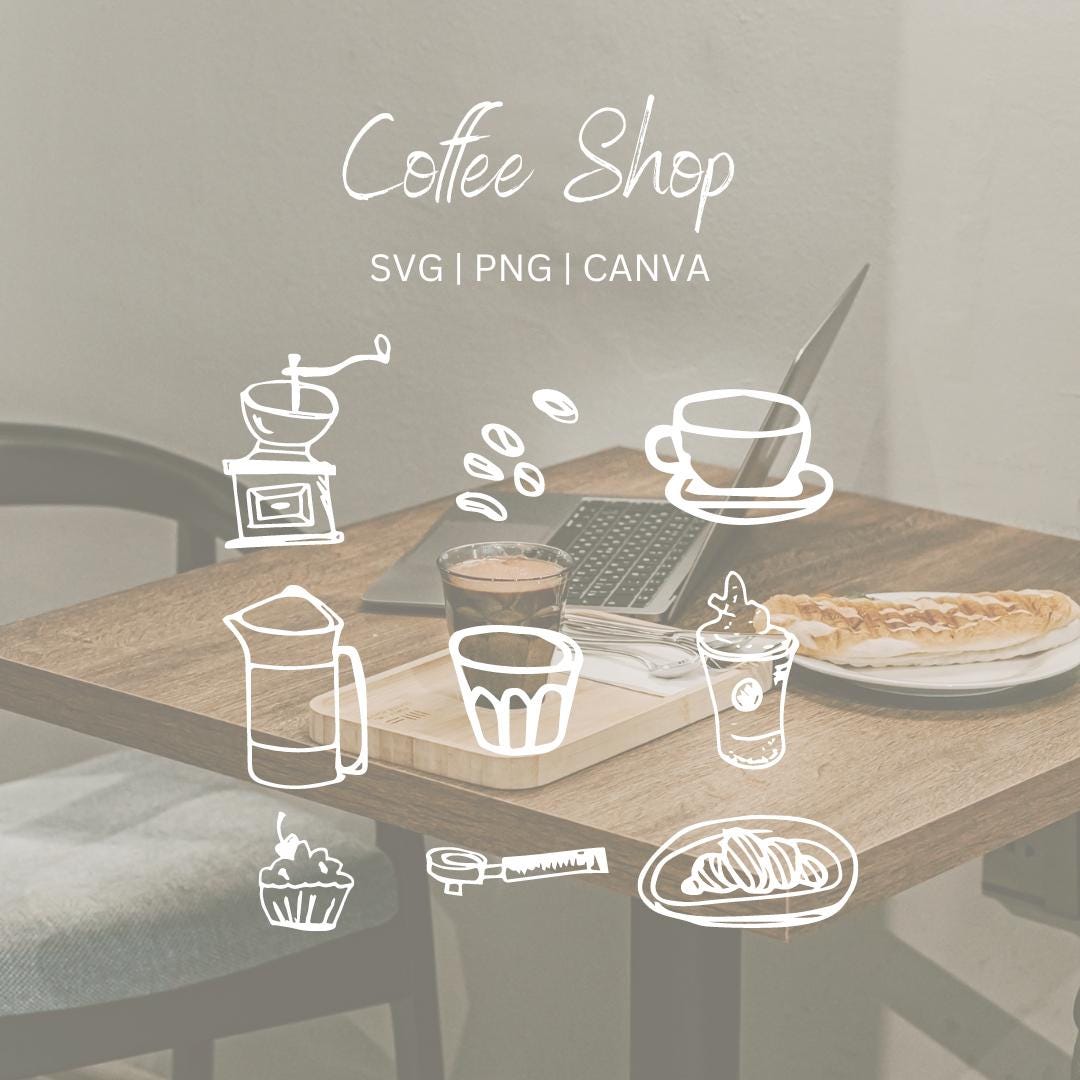 Coffee Shop Illustrations, Hand-drawn Coffee Icons, Coffee Shop Logo ...