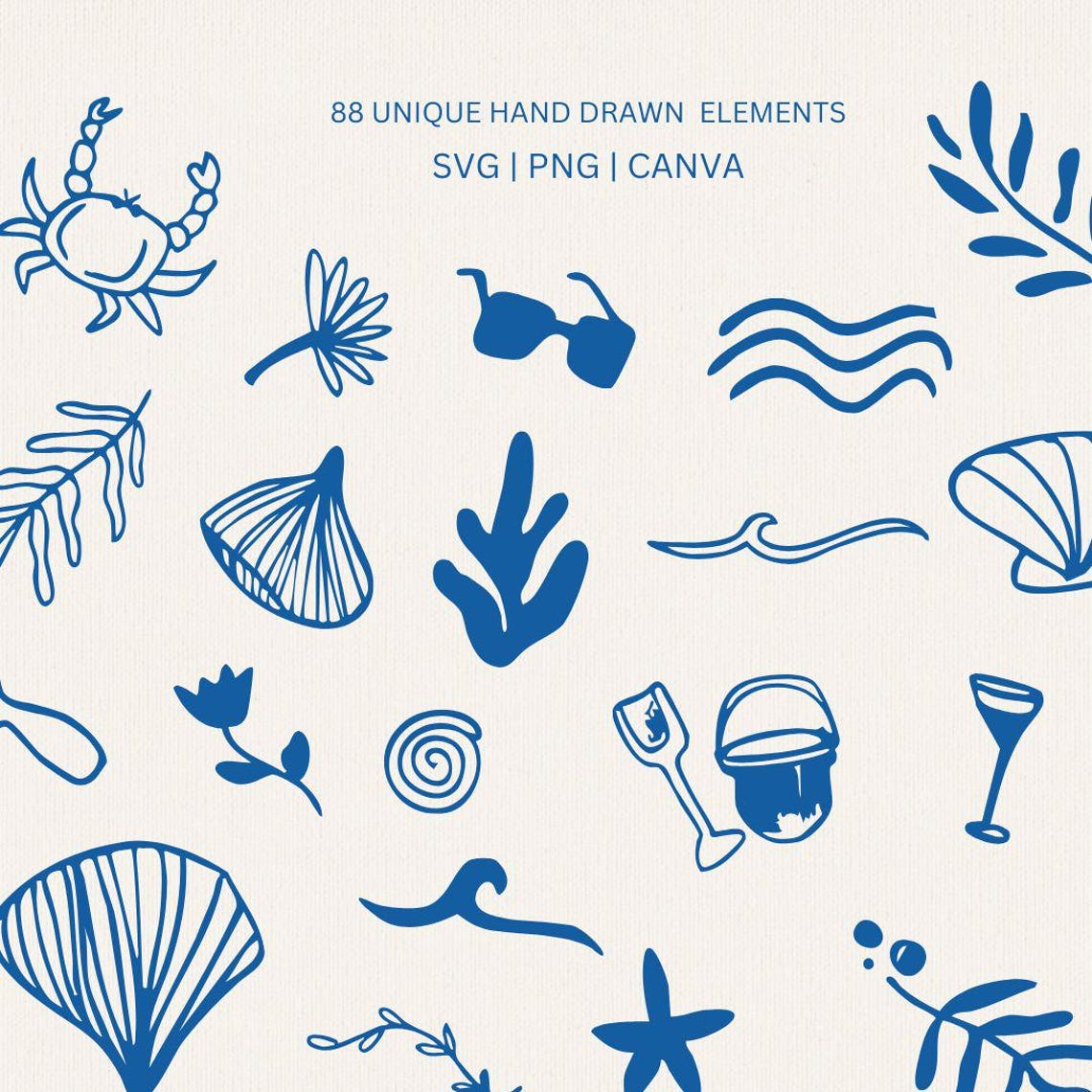 88 Hand-drawn Mediterranean Summerillustrations, Hand Drawn Costal ...