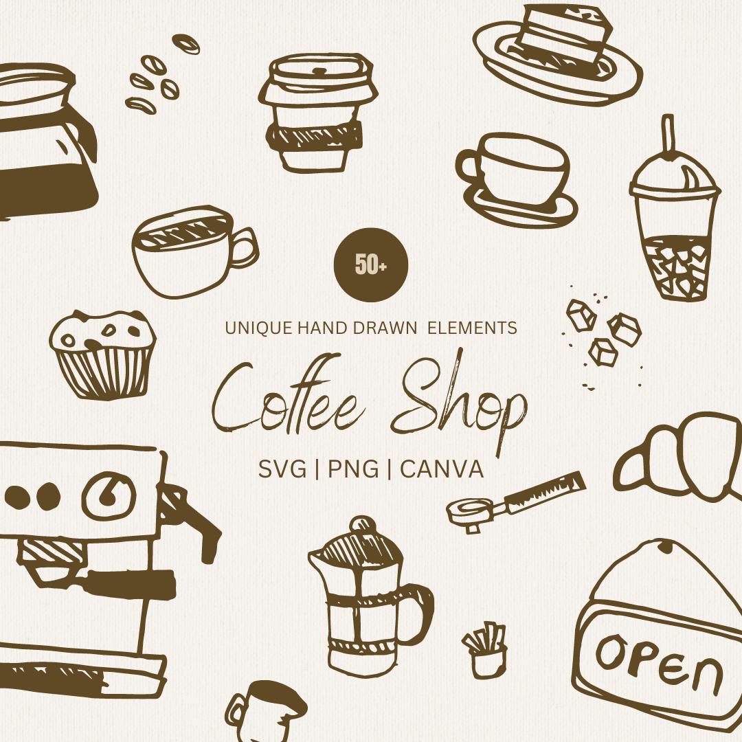 Coffee Shop Illustrations, Hand-drawn Coffee Icons, Coffee Shop Logo ...