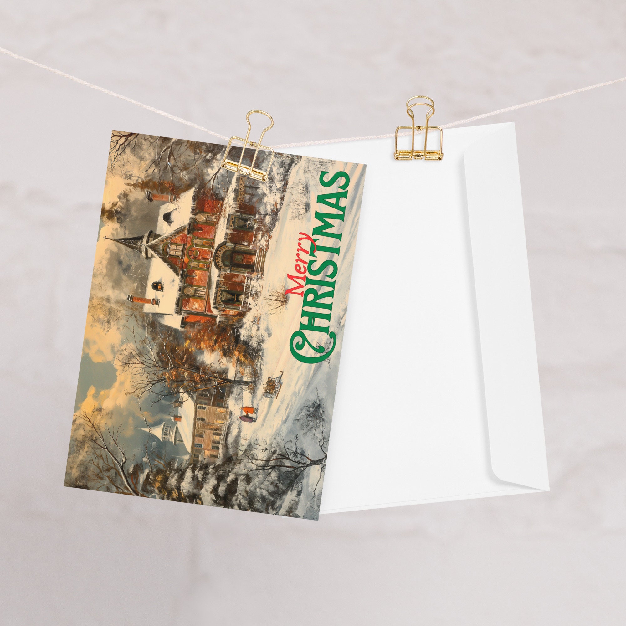 Victorian Home Winter Christmas Card – Seasonal Nostalgic Scene ...