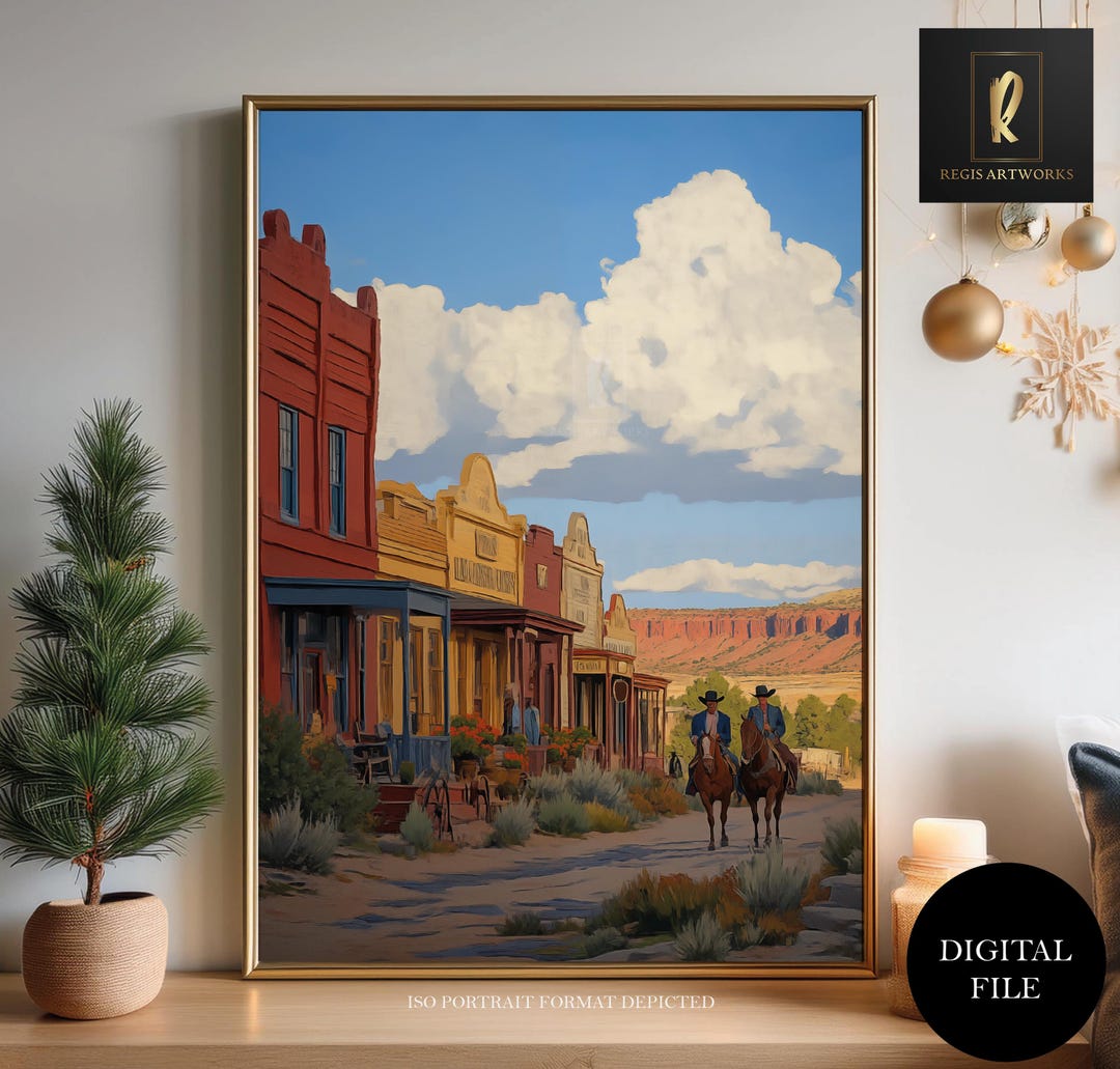 Rustic Vintage Western Town Scene | Downloadable Artwork | Printable ...