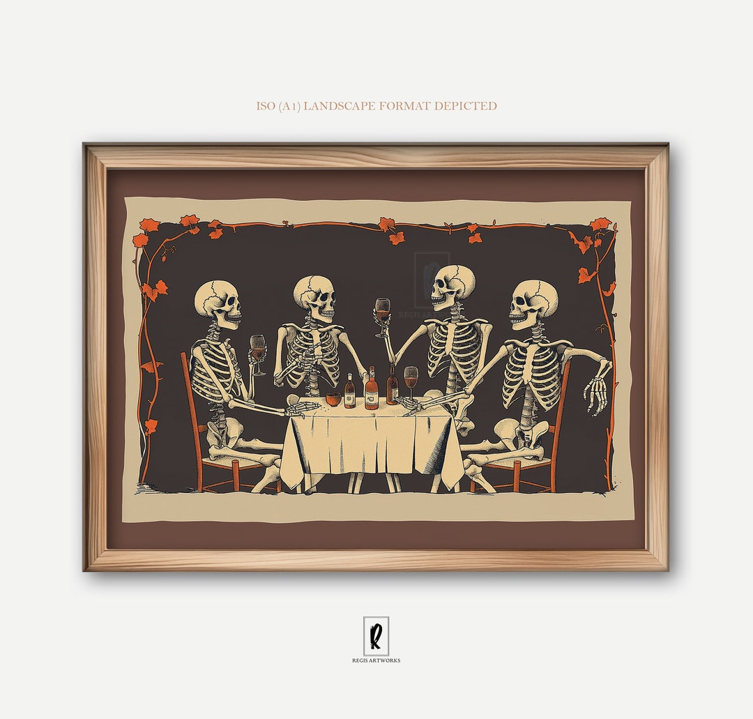 Downloadable Artwork Printable Skeleton Dinner Party Surreal, Whimsical ...