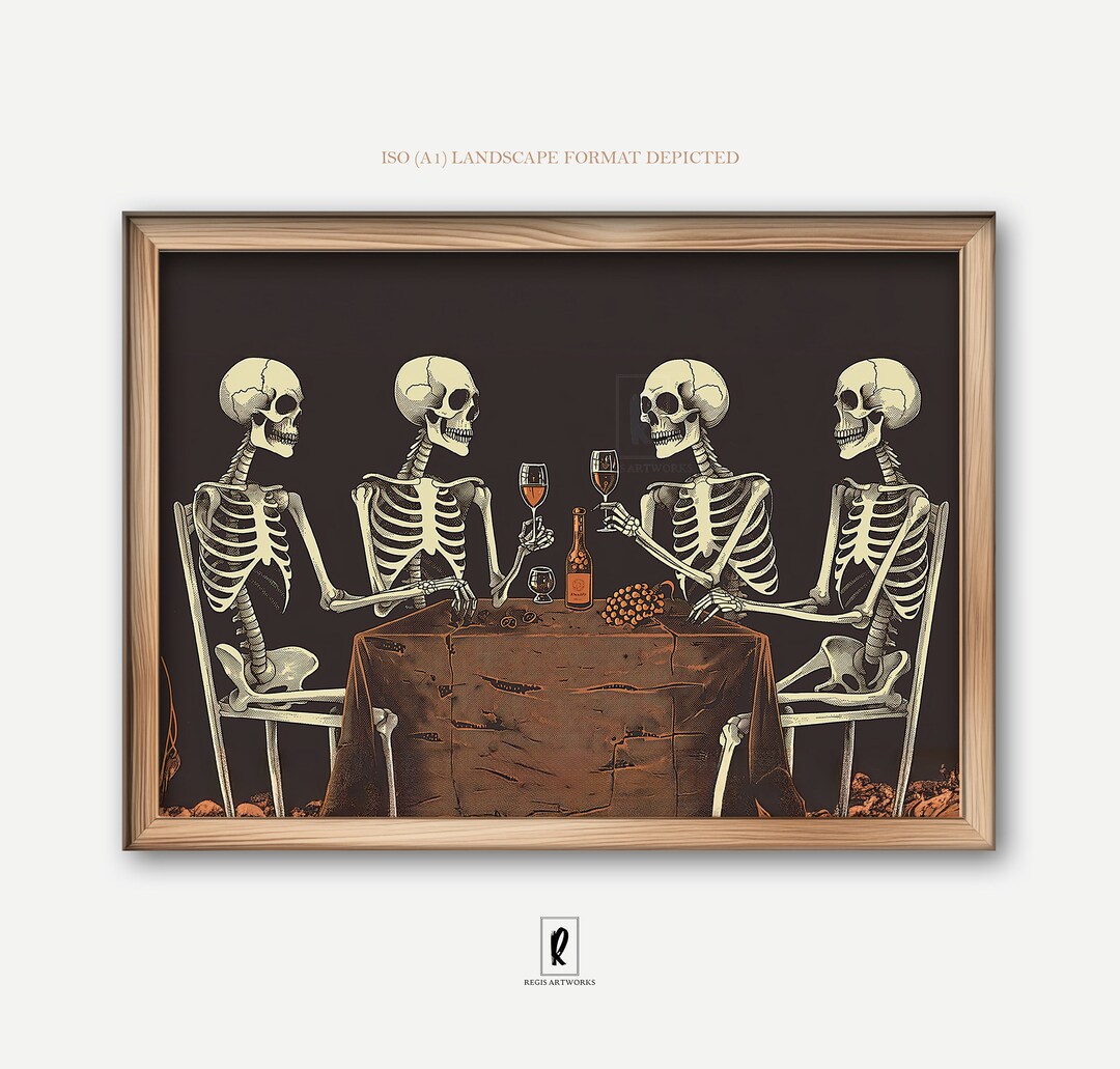 Downloadable Artwork Printable Skeleton Dinner Party Wall Art ...