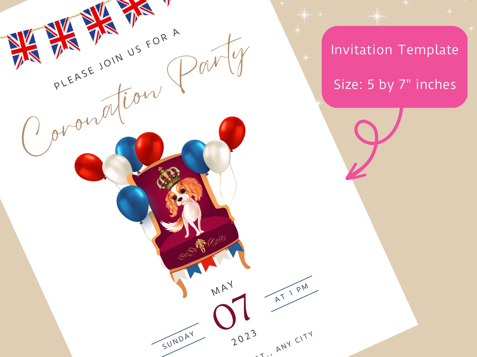 Editable Invitation for the Kings Coronation, Royal Celebration Invite ...