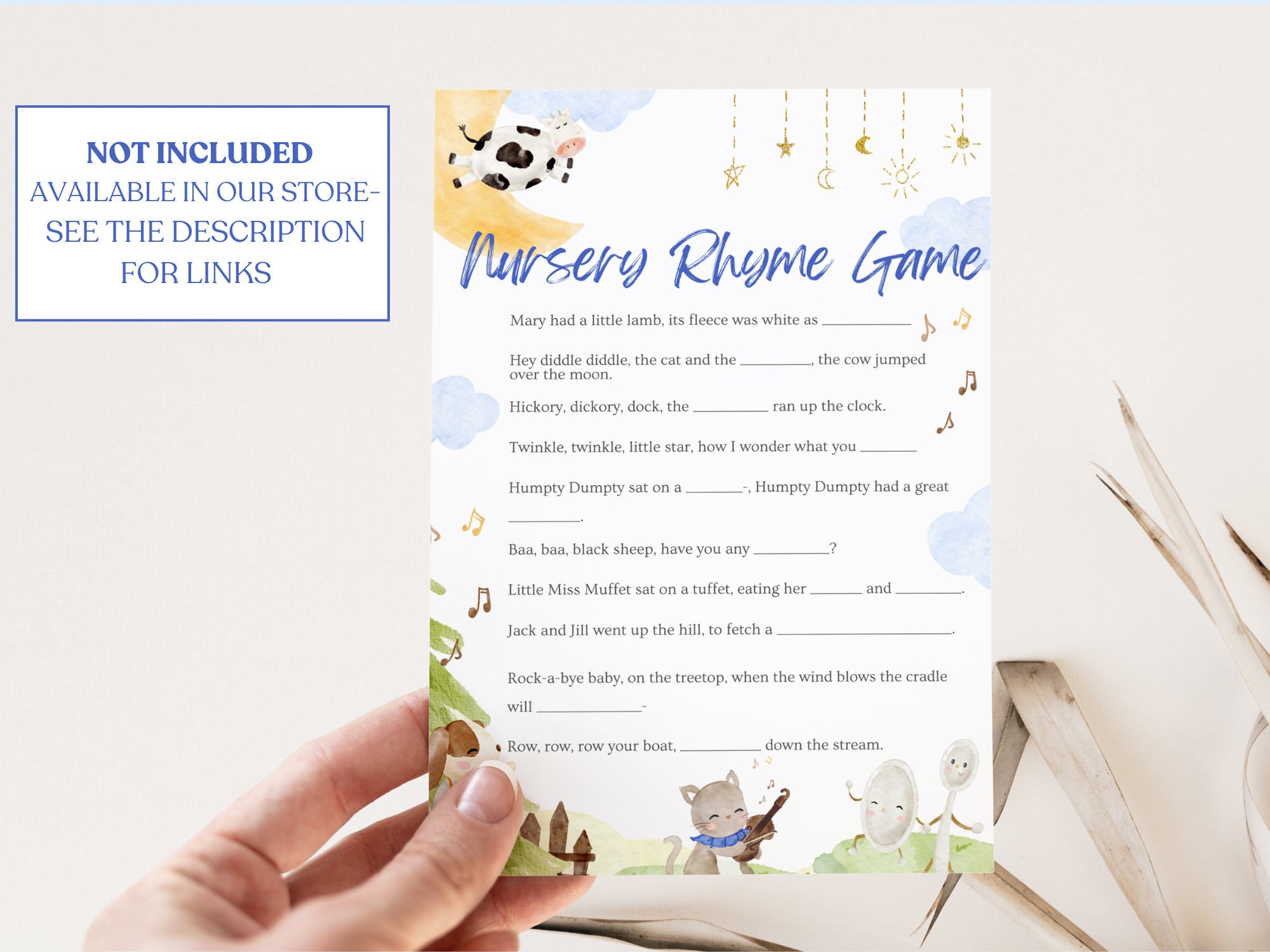 Plantilla de invitación para baby shower con rima infantil, rifa de ...