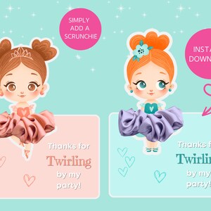 Printable Ballerina Scrunchie Party Favors, Ballerina Scrunchie Favor ...