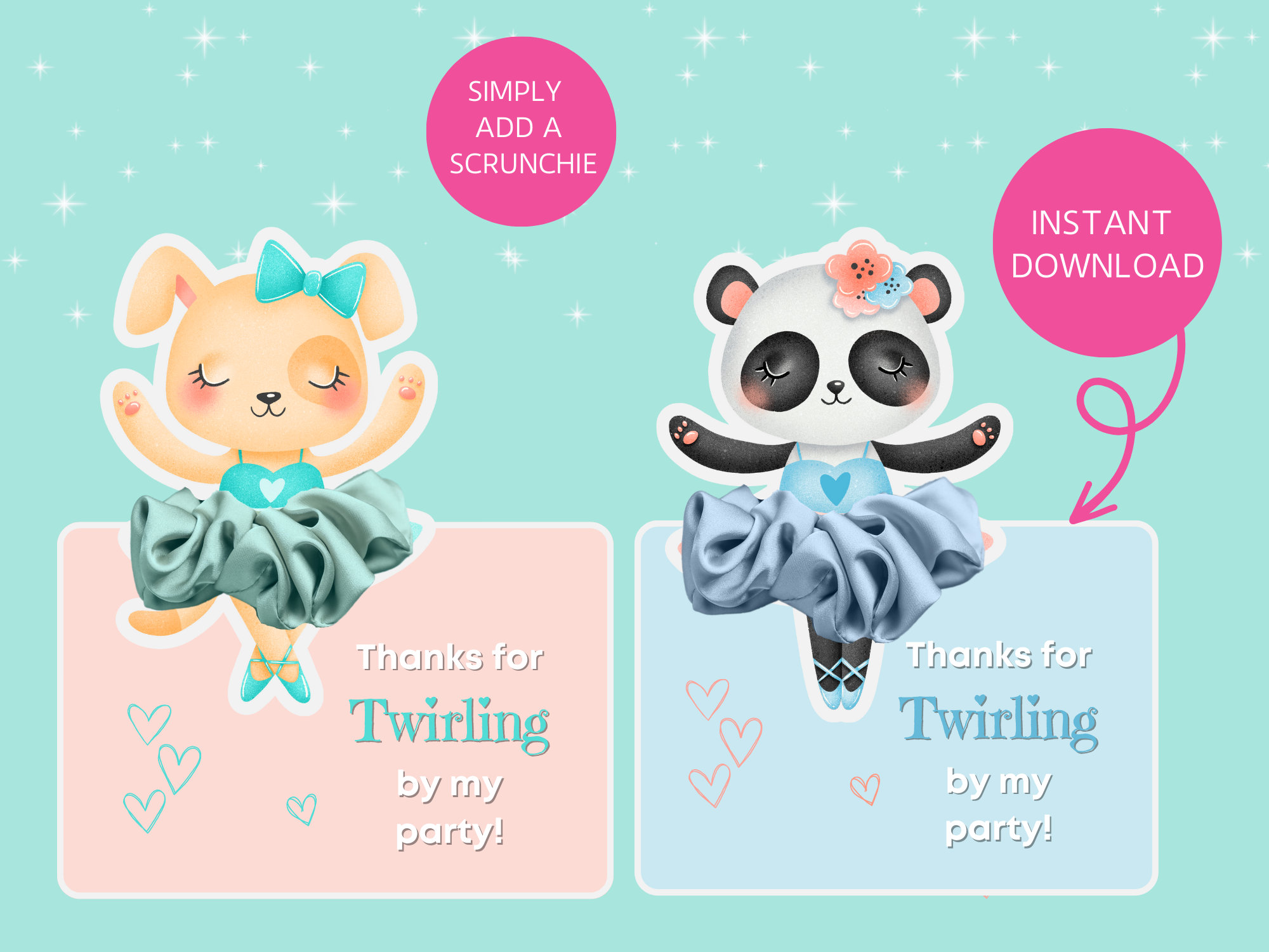 Printable Ballerina Scrunchie Party Favors, Ballerina Scrunchie Favor ...