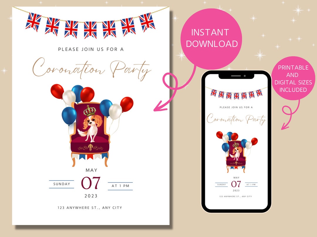 Editable Invitation for the Kings Coronation, Royal Celebration Invite ...