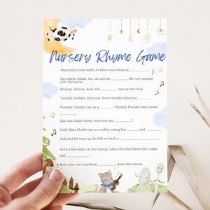 Nursery Rhyme Baby Shower Game, Hey Diddle, Humpty Dumpty, Twinkle ...