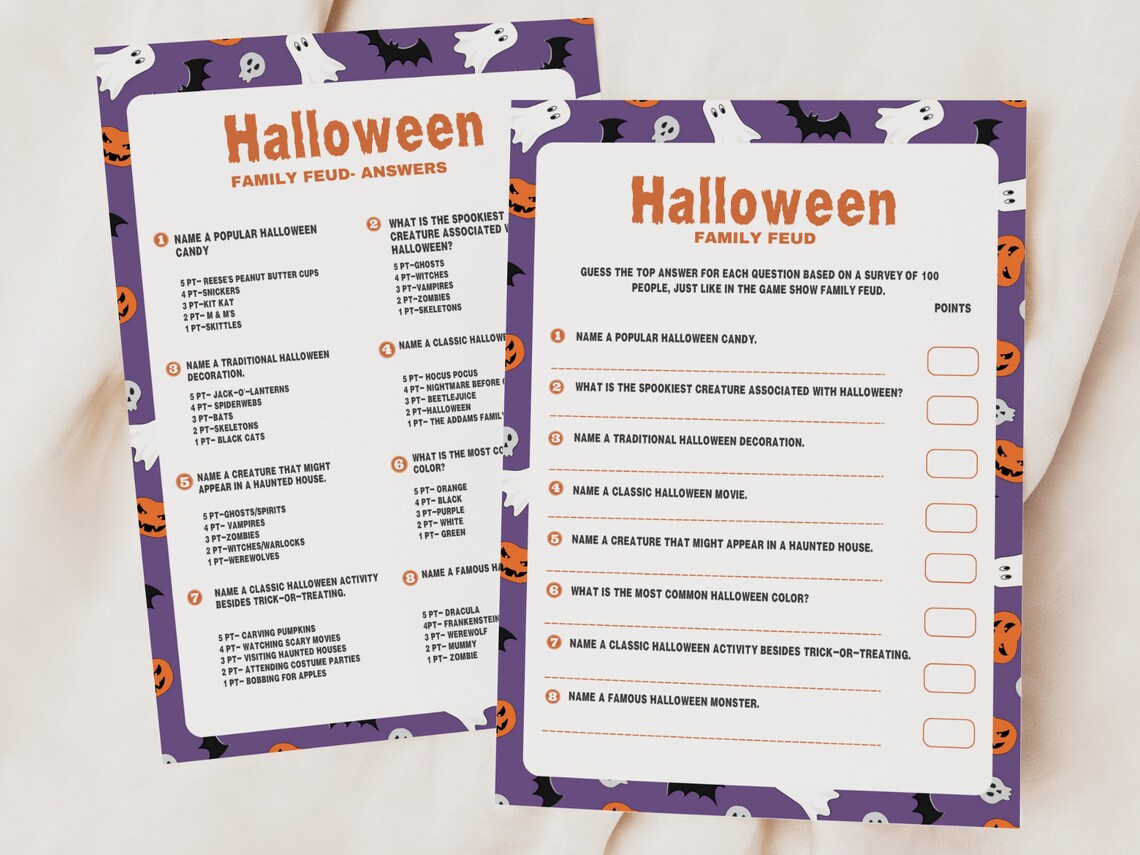 Halloween Family Feud Game, Family Fortunes, Kids and Teens Halloween ...