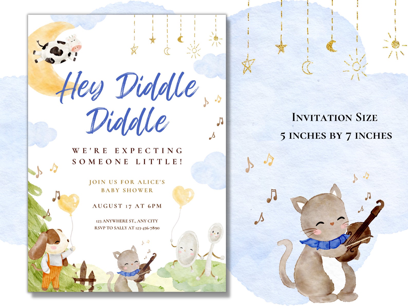 Nursery Rhyme Baby Shower Invitation Set Template Diaper - Etsy