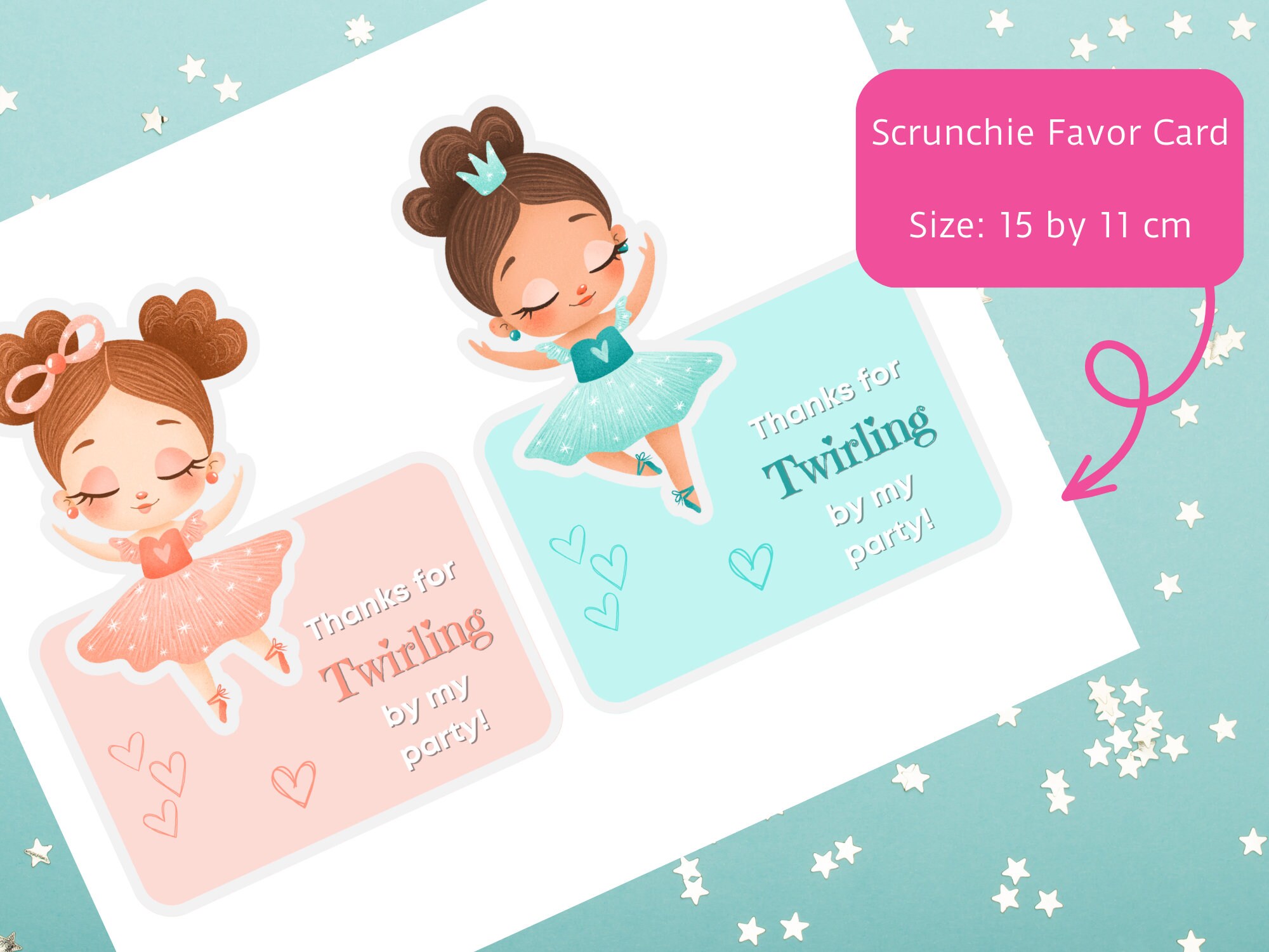 Printable Ballerina Scrunchie Party Favors, Ballerina Scrunchie Favor ...