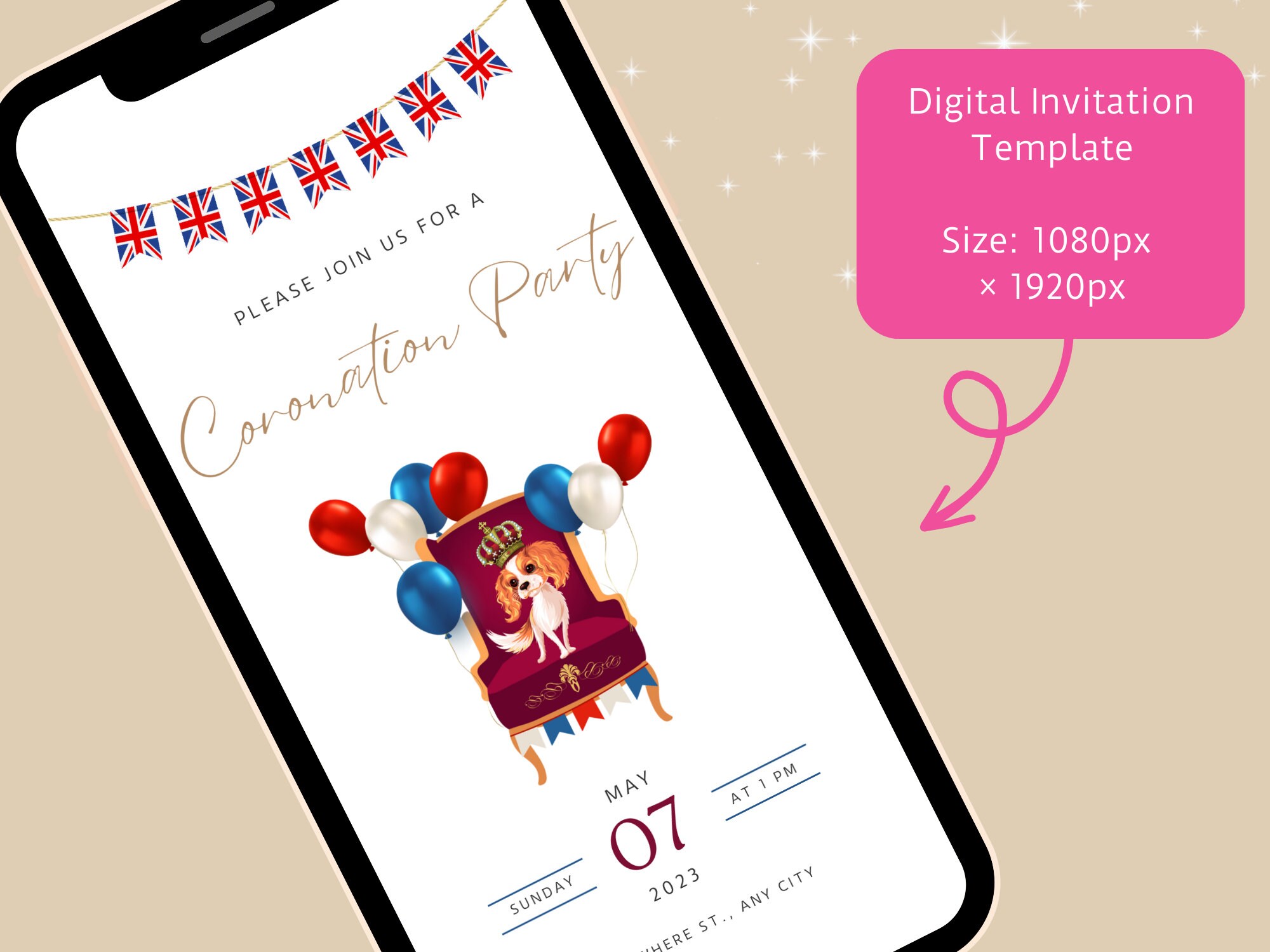 Editable Invitation for the Kings Coronation, Royal Celebration Invite ...