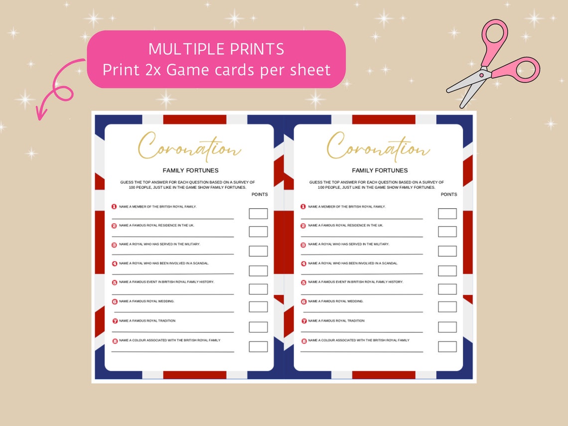 Coronation Royal Themed Family Fortunes Game, Coronation Games, Royal ...