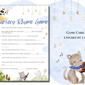 Nursery Rhyme Baby Shower Game, Hey Diddle, Humpty Dumpty, Twinkle ...