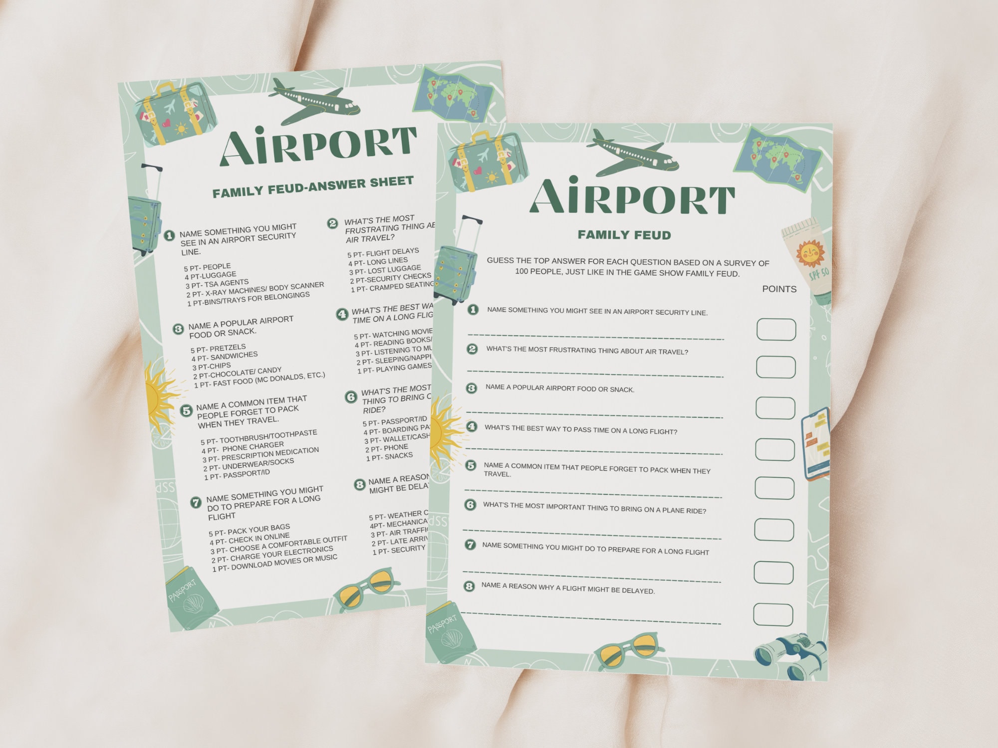 Airport Family Feud Game for Kids, Teens and Families, Airplane ...