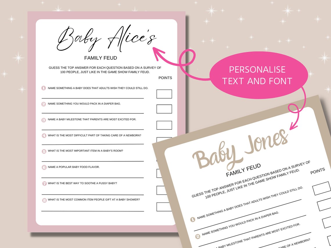 Baby Shower Family Feud, Baby Family Fortunes, Baby Shower Game, Gender ...