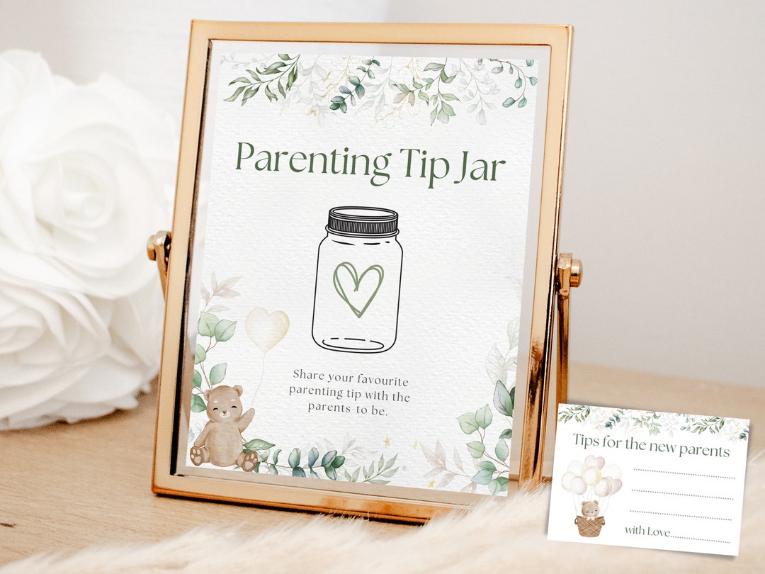 Parenting Tip Jar Sign and Advice Cards for a Baby Shower, Advice for ...