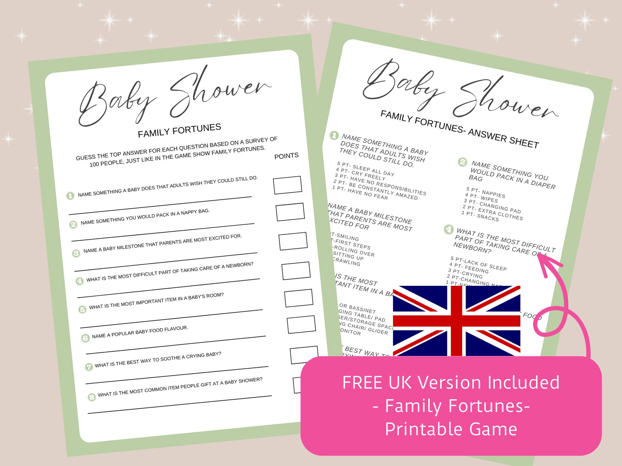 Baby Shower Family Feud, Baby Family Fortunes, Baby Shower Game, Gender ...