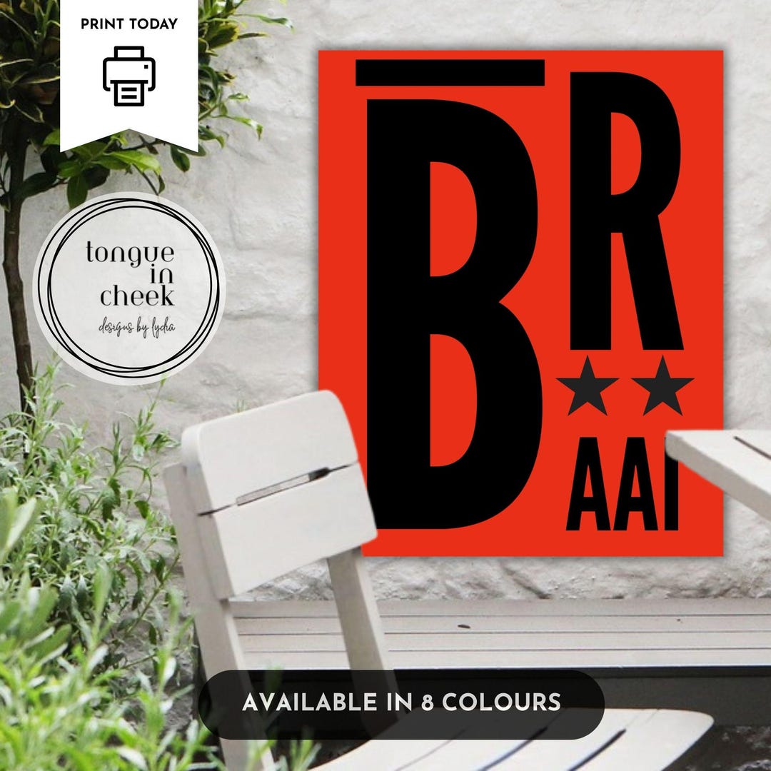 Braai Poster | South African BBQ Wall Art | SA Slang Print | Expat Gift ...