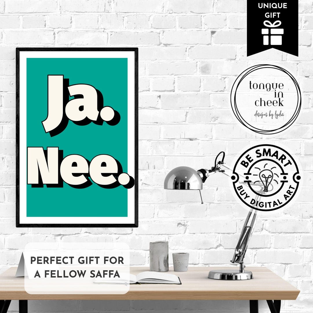 Ja Nee Print, South African Slang Wall Art, SA Expat Gift, Afrikaans ...