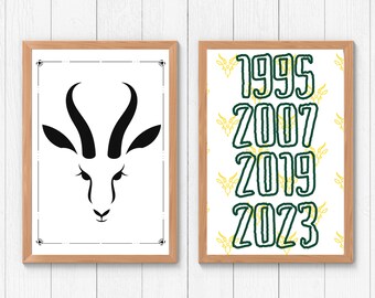 Springbok Face Sticker South Africa Flag Distressed Hier Kom Die Bokke ...